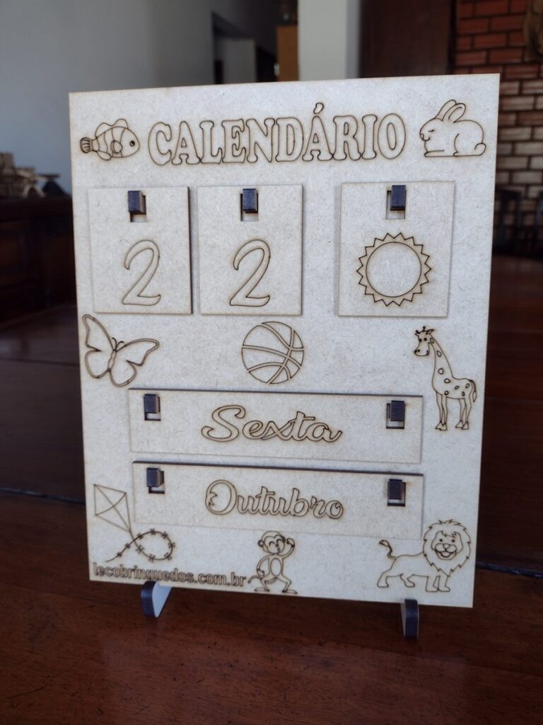 Calendário permanente-letra cursiva- Leco Brinquedos - Leco Brinquedos